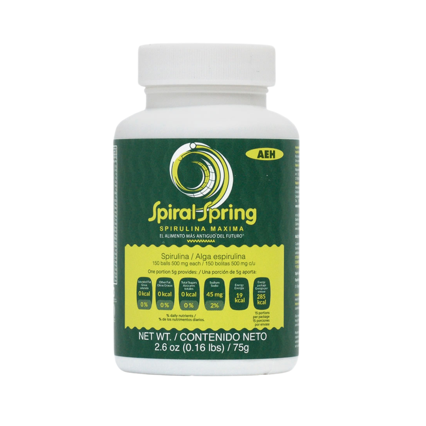 Frasco de Espirulina de 150 bolitas – Spiral Spring